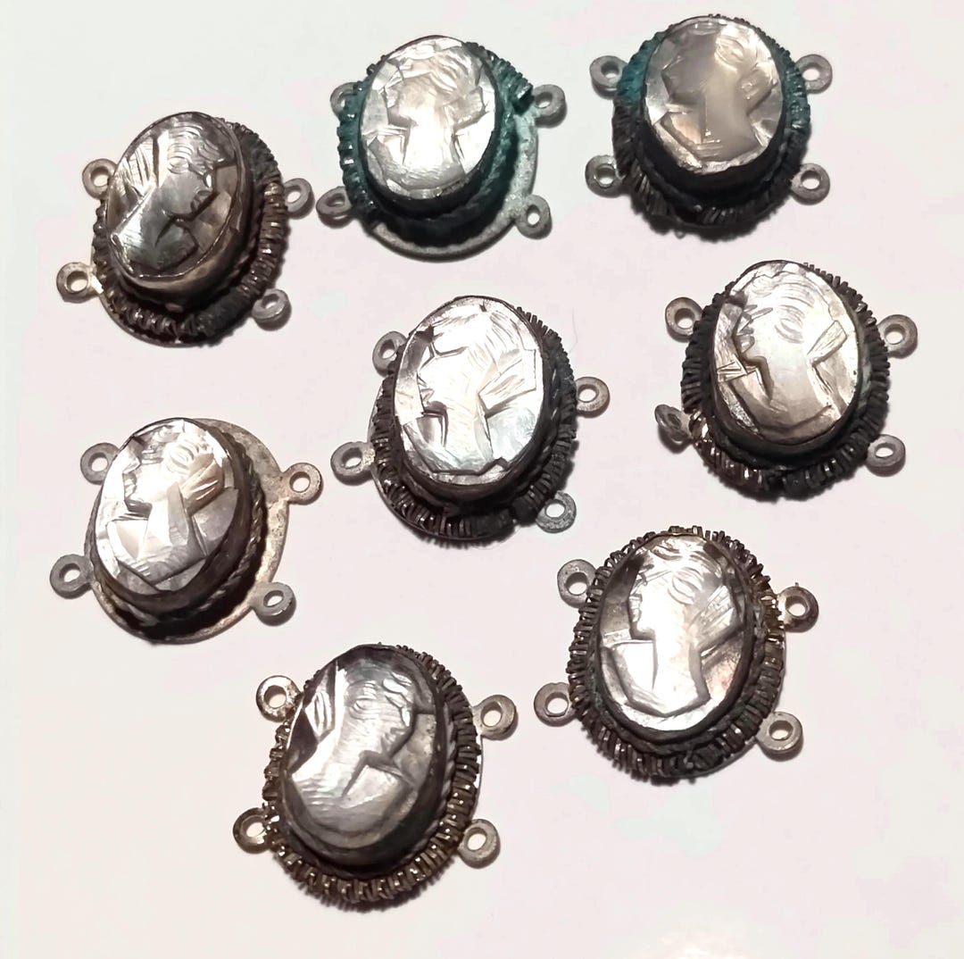 One Vintage CAMEO CONNECTOR Patinaed Verdigris Metal Shabby Chic ...