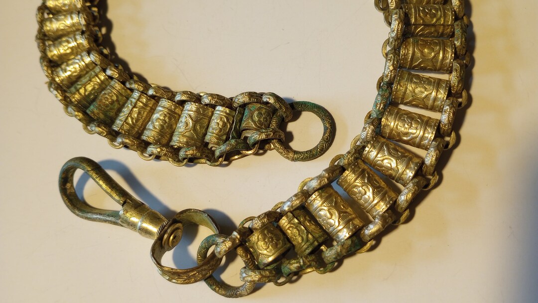 Antique Chain Very Long Brass Chain, CIVIL WAR ERA Light Verdigris ...