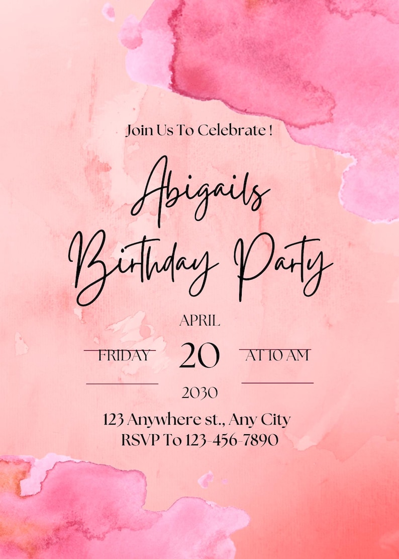 Personalized Digital Birthday Invitation Template, Digital Canva ...