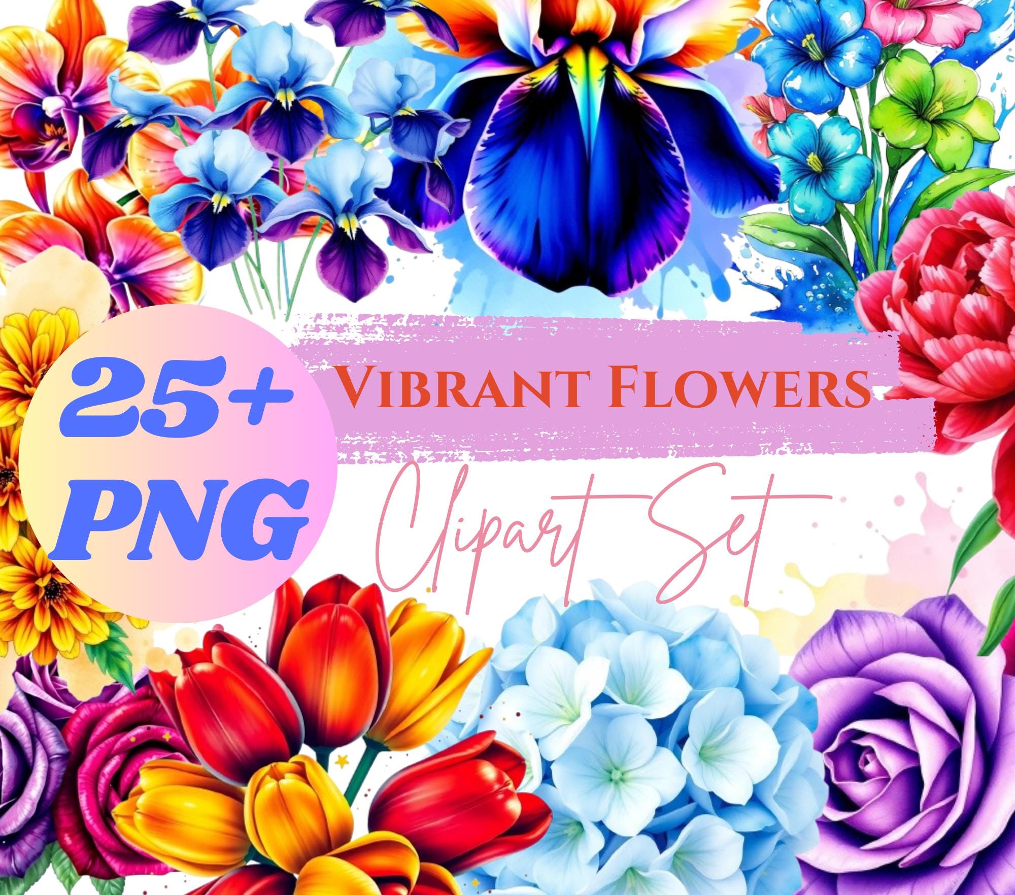 20+ PNG Flower Clipart Bundle, Flower PNG, Digital Download, Magical ...