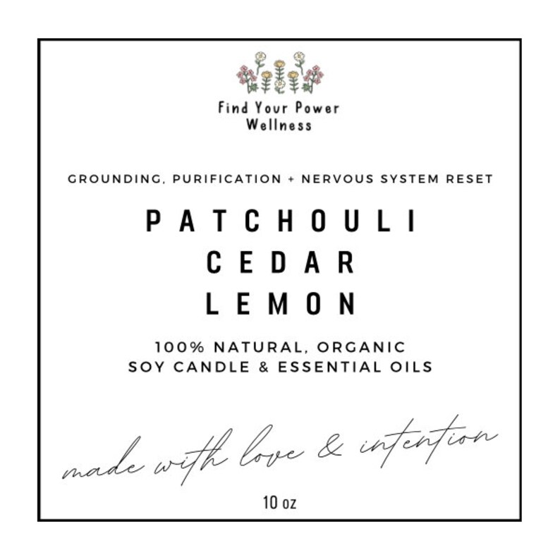 Patchouli, Cedar Lemon 100% NATURAL, Organic Soy Candle for Grounding ...