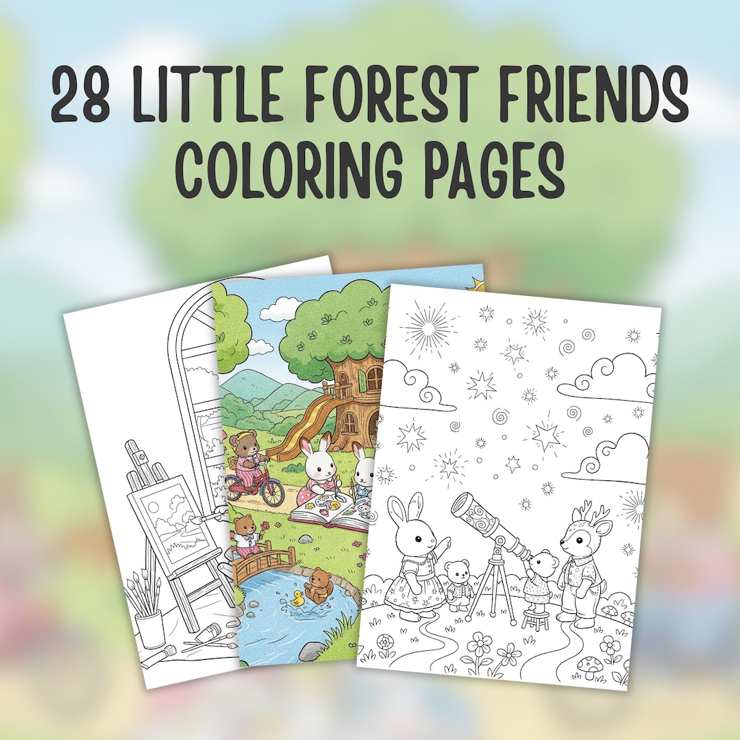28 Woodland Little Forest Friends Coloring Pages | A4 Printable Digital ...
