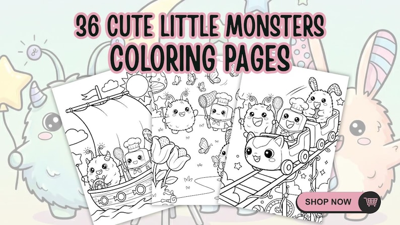 36 Cute Little Monsters Coloring Pages | A4 Printable Digital Download ...