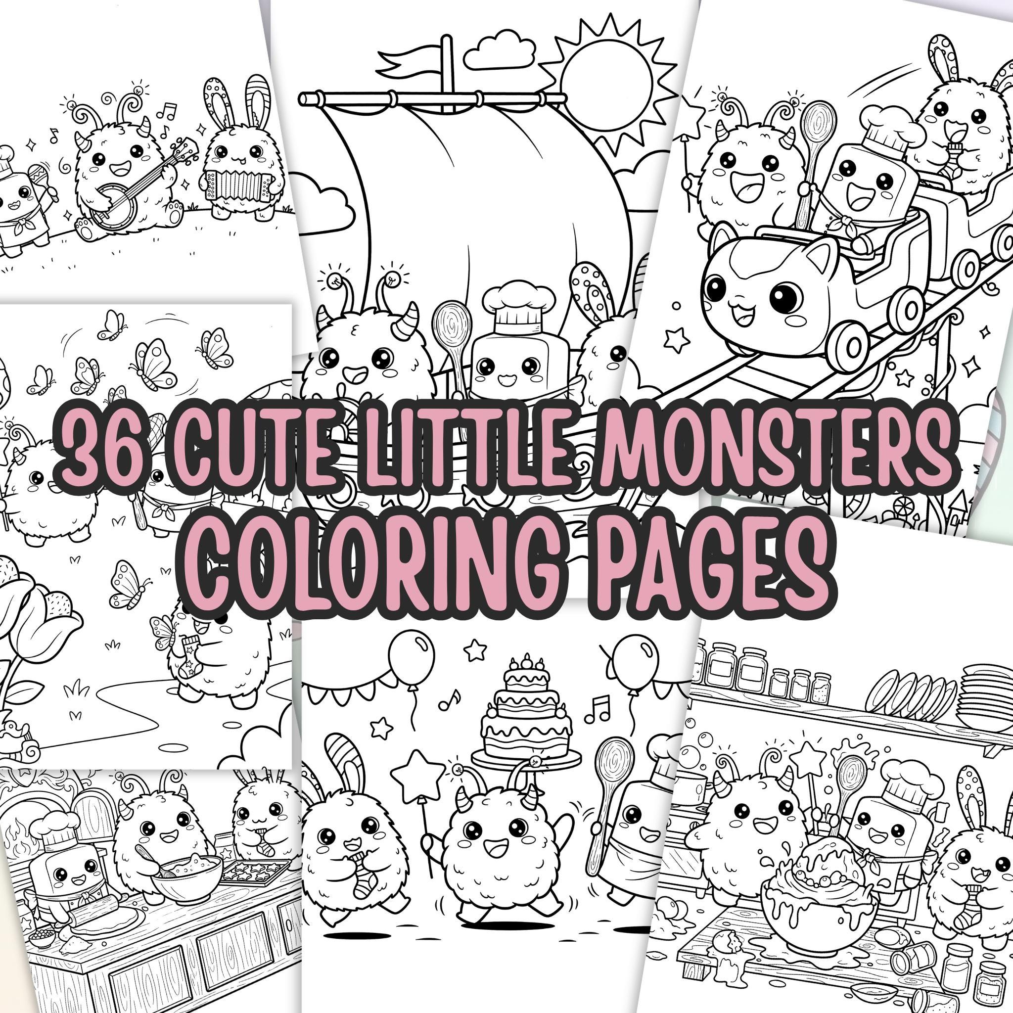 36 Cute Little Monsters Coloring Pages | A4 Printable Digital Download ...