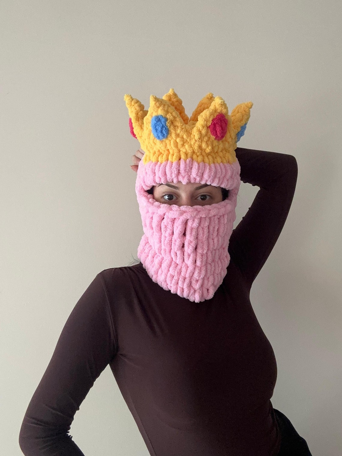 Handmade Knit Princess Crown Balaclava Mask: Queen Beanie - Etsy