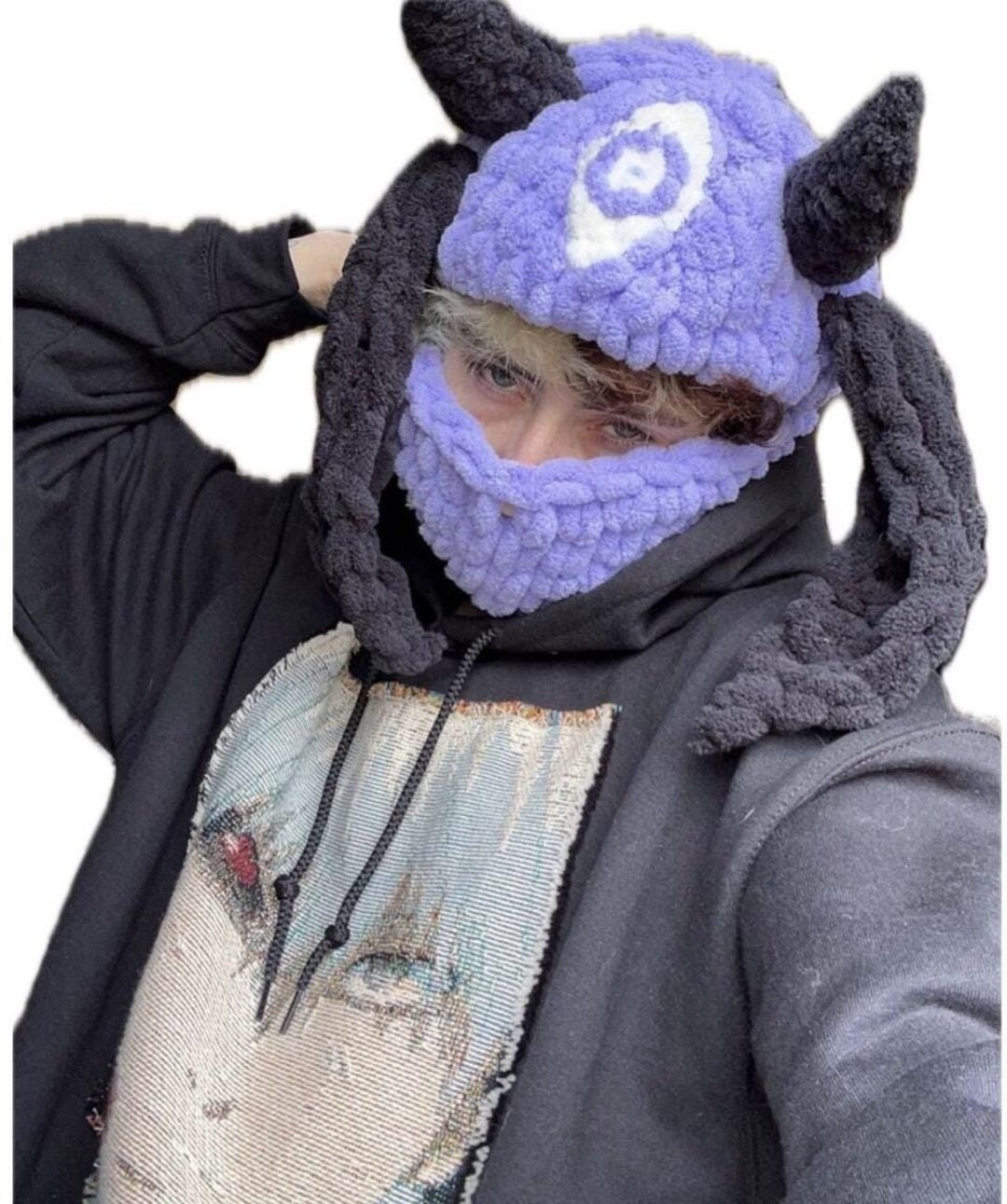 Devil Balaclava, Custom Devil Horn Balaclava, Balaclava With Horn, Rave ...