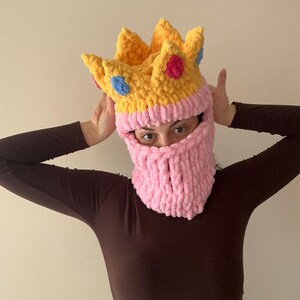 Handmade Knit Princess Crown Balaclava Mask: Queen Beanie - Etsy