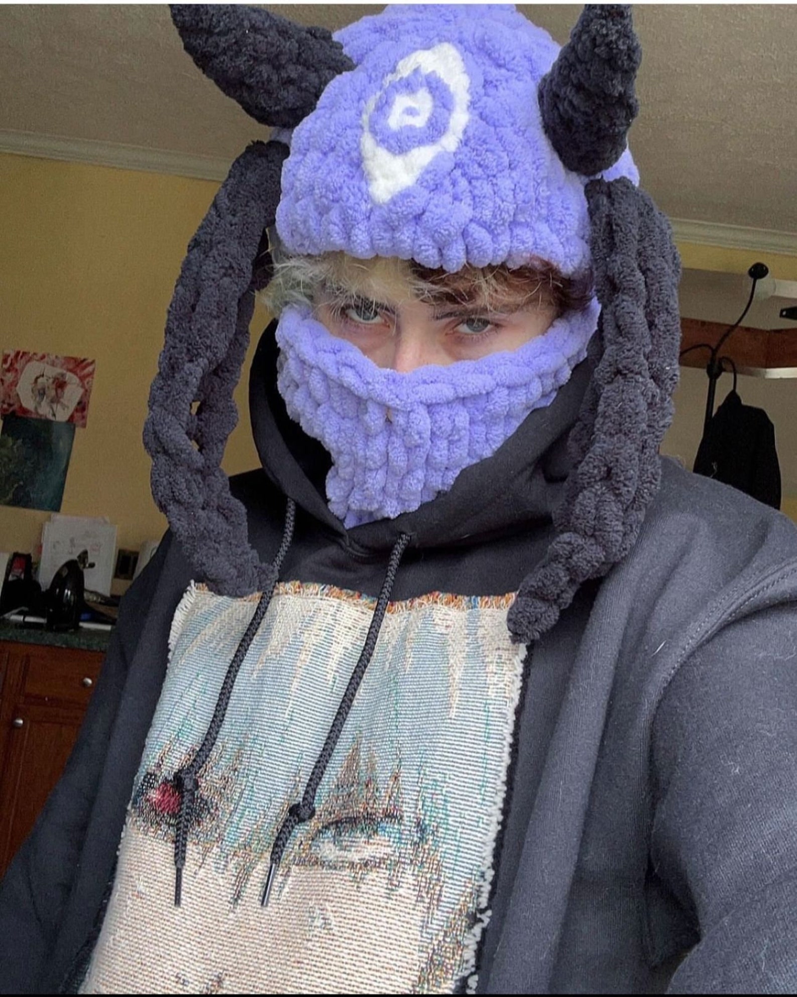Devil Balaclava, Custom Devil Horn Balaclava, Balaclava With Horn, Rave ...
