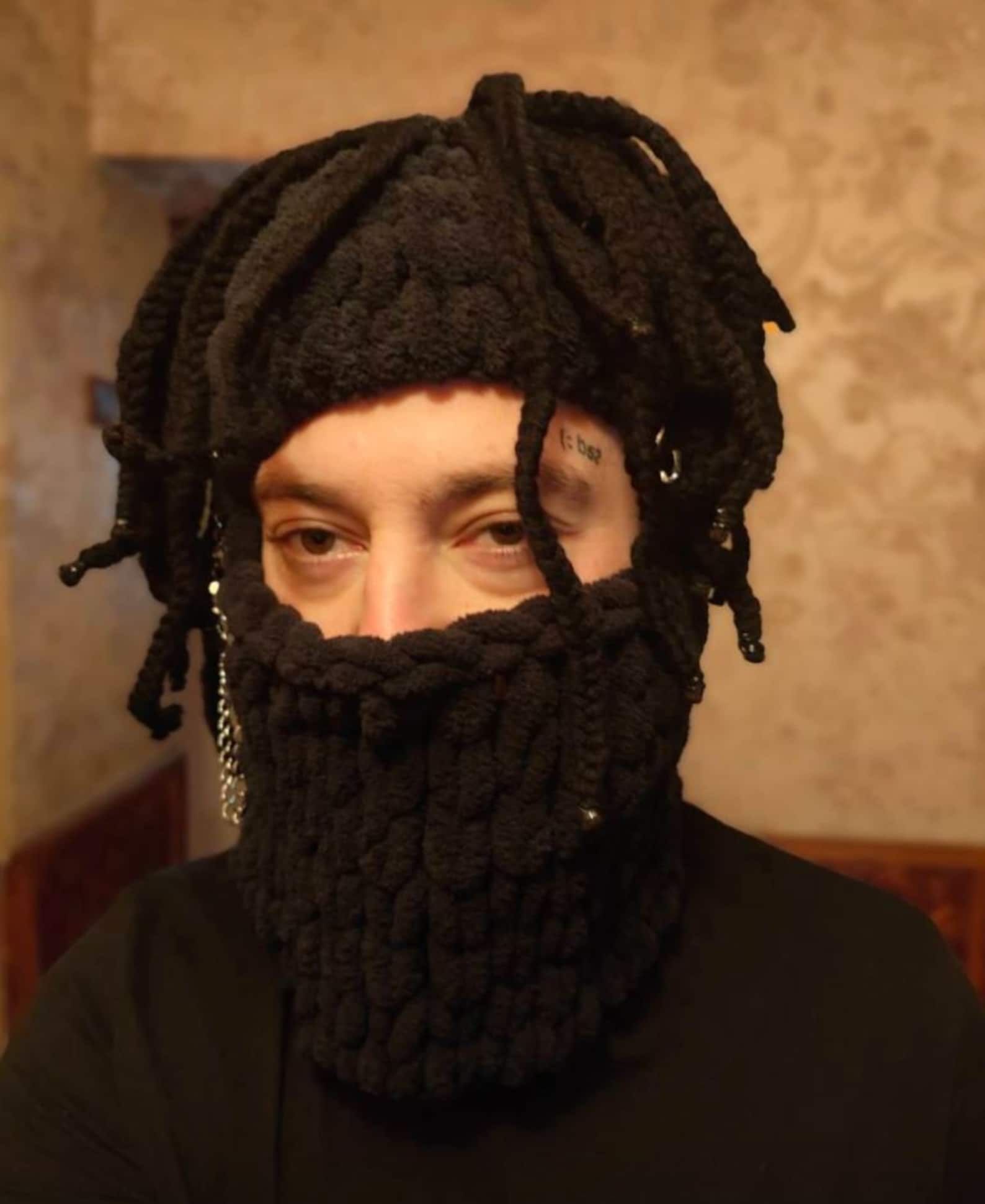 Mask With Hair, Knit Balaclava Mask - Etsy