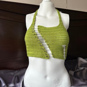 Rave Safety Pin Crochet Crop Top Festival Wear Crop Top, Distressed ...