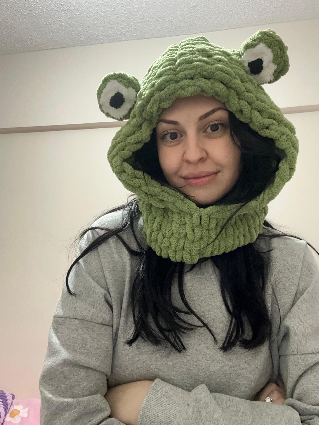 Frog Hood Mask Beanie, Froggy Hat, Knit Frog Balaclava Mask - Etsy