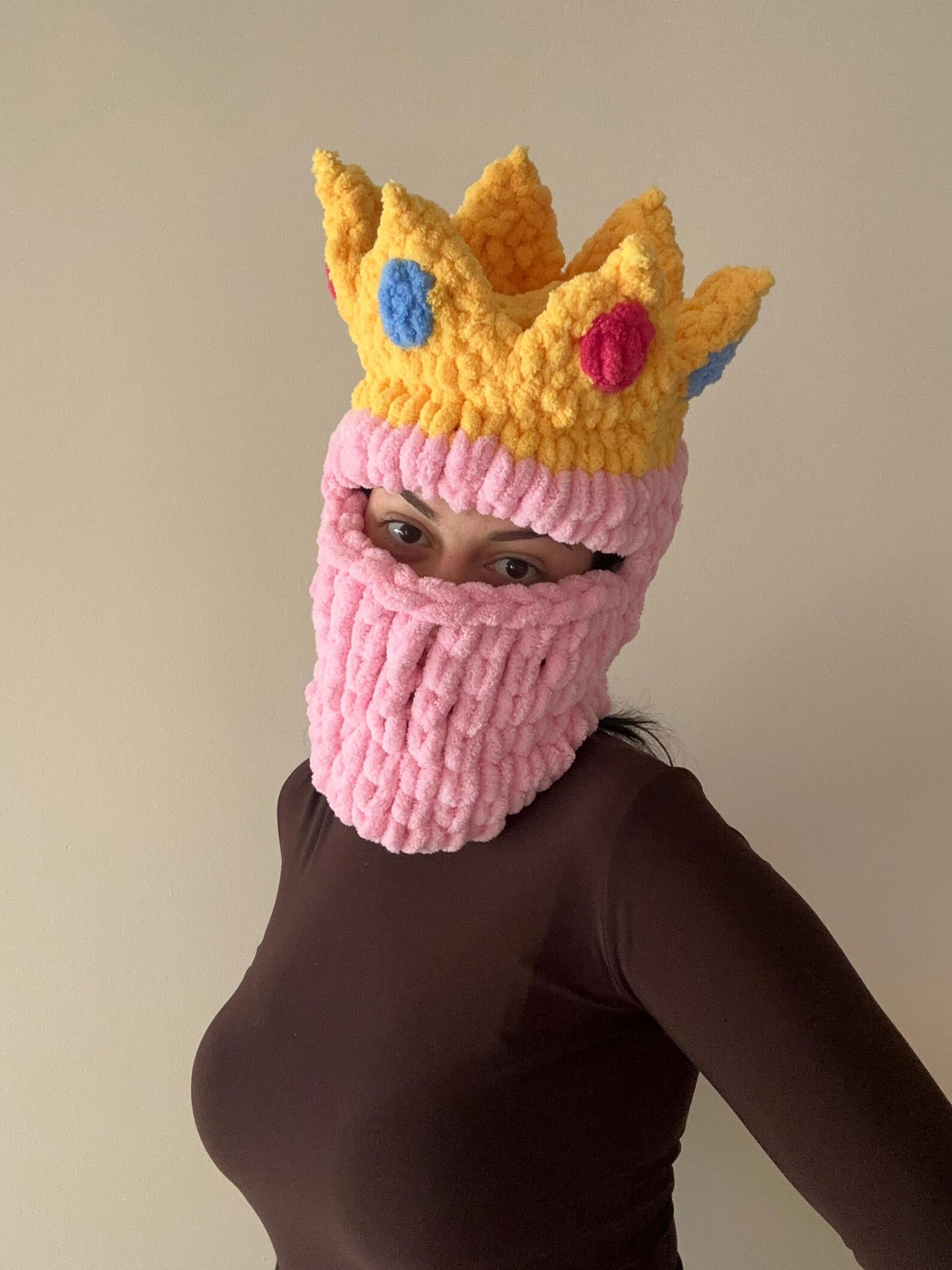 Handmade Knit Princess Crown Balaclava Mask: Queen Beanie - Etsy