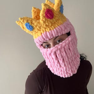 Princess Crown Balaclava Mask, Knit Crown Balaclava, Handmade Ski Mask ...