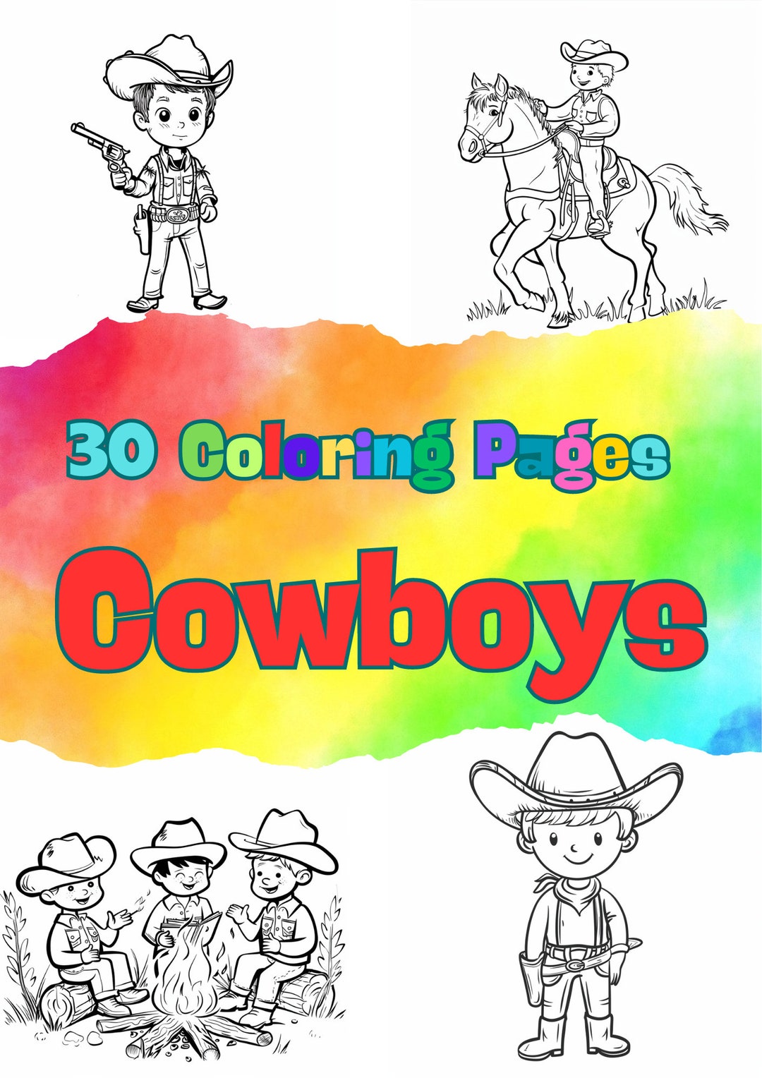 30 Coloring Pages of Cowboys Fun and Creative Kids Activities Digital ...