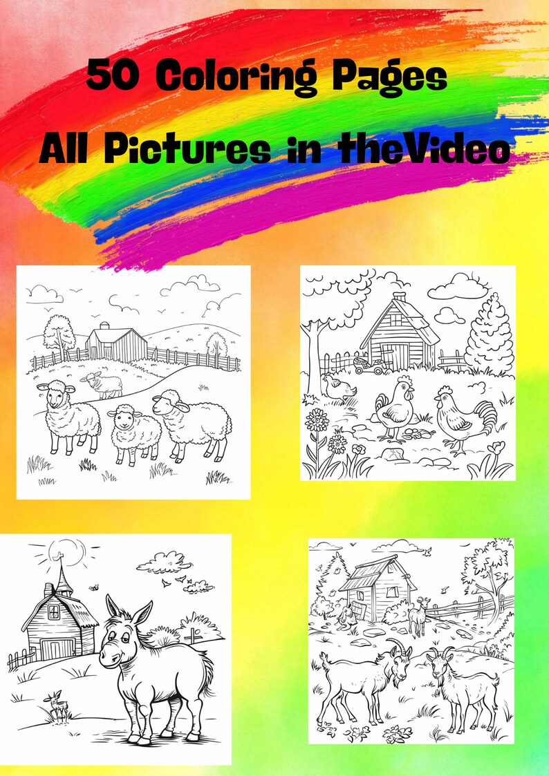 50 Coloring Pages of Farm Animals Fun and Creative Kids Activities ...