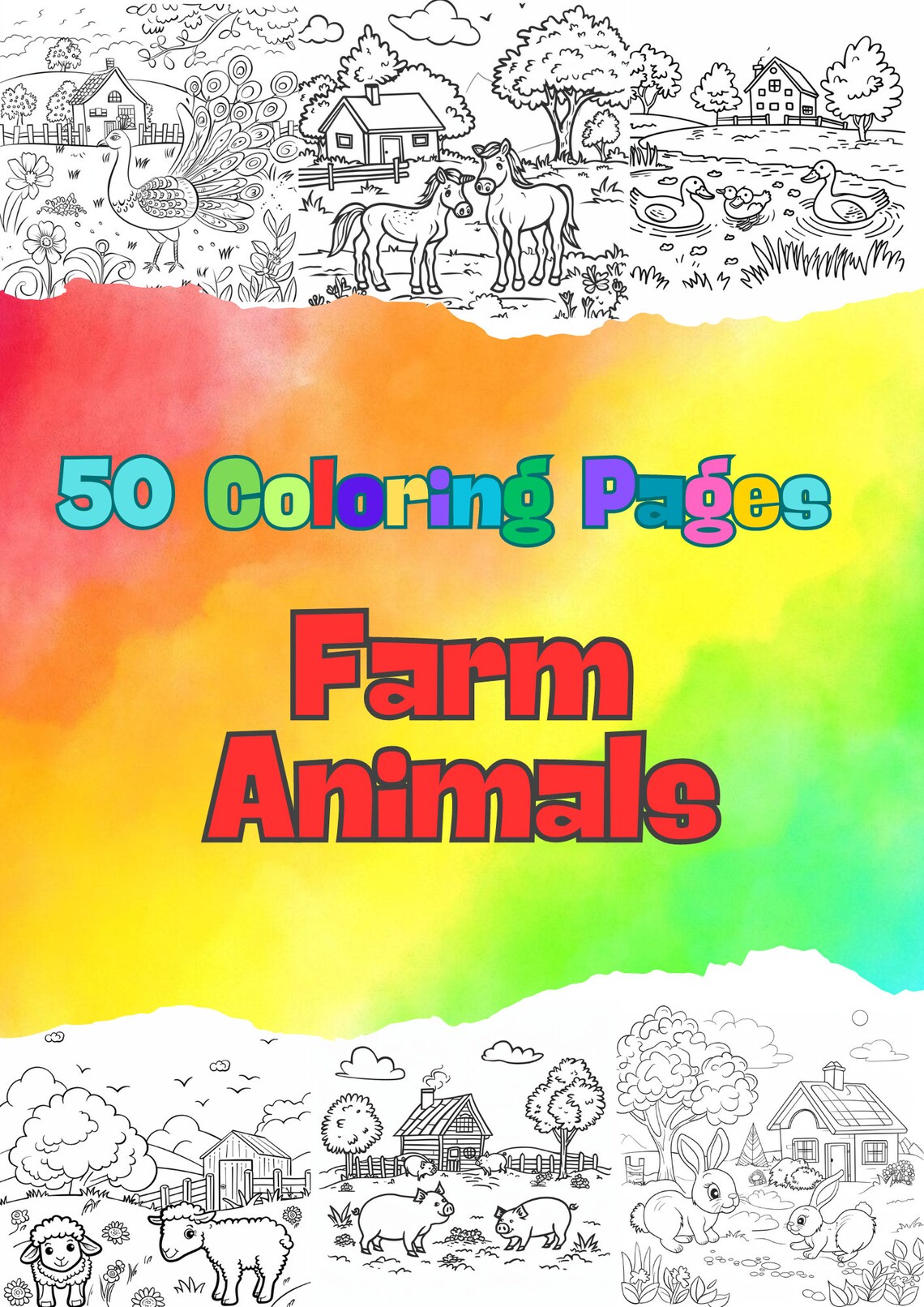 50 Coloring Pages of Farm Animals Fun and Creative Kids Activities ...
