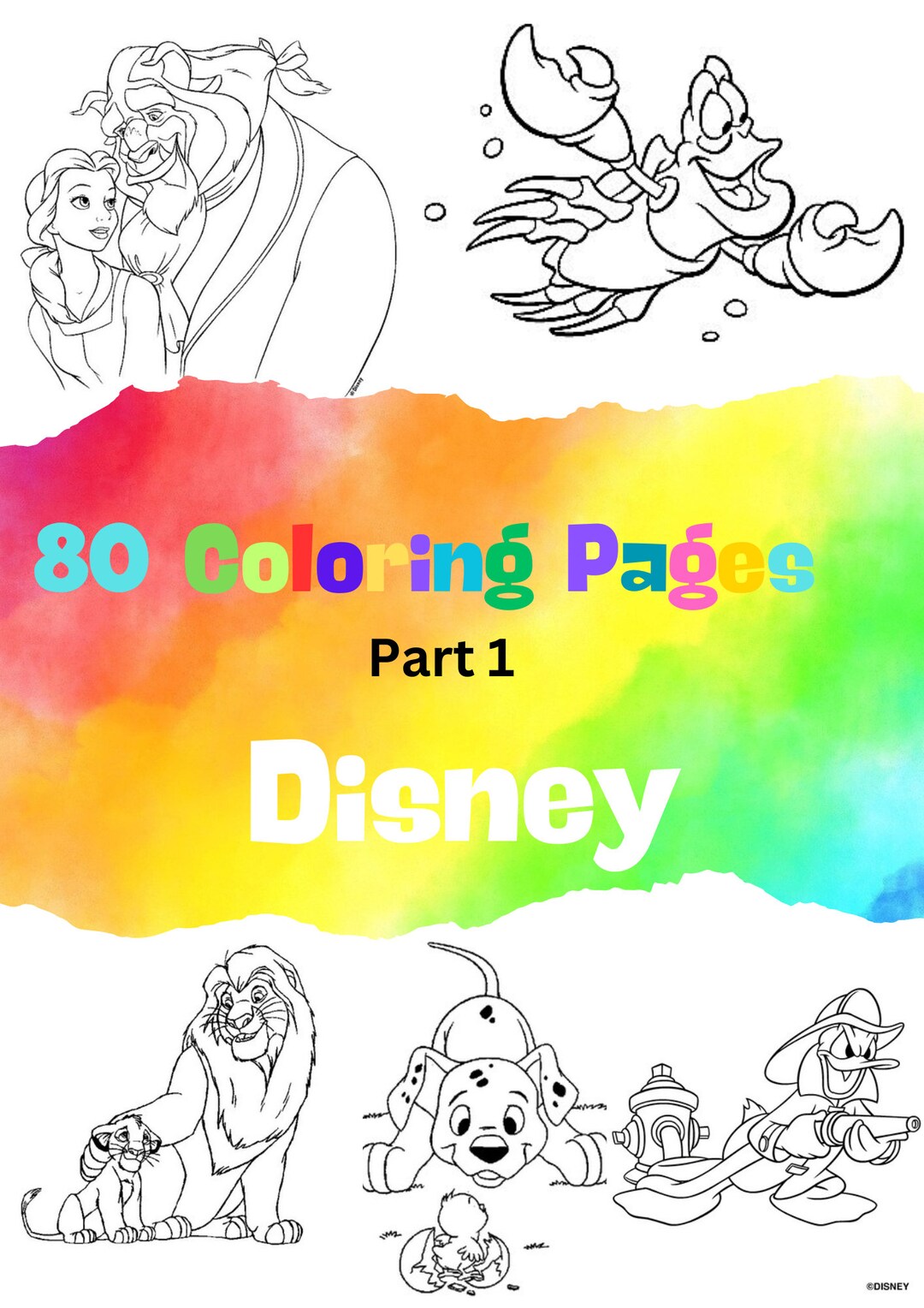80 Coloring Pages Disny Bundle Part 1 - Etsy