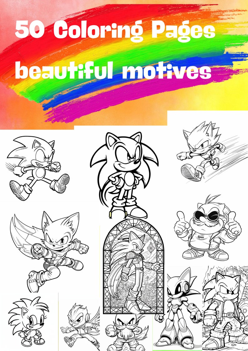 50 Coloring Pages Super Sonic Part 2 - Etsy