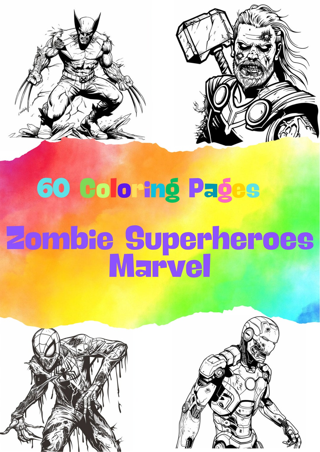 60 Coloring Pages Zombie Superheroes Marvel - Etsy
