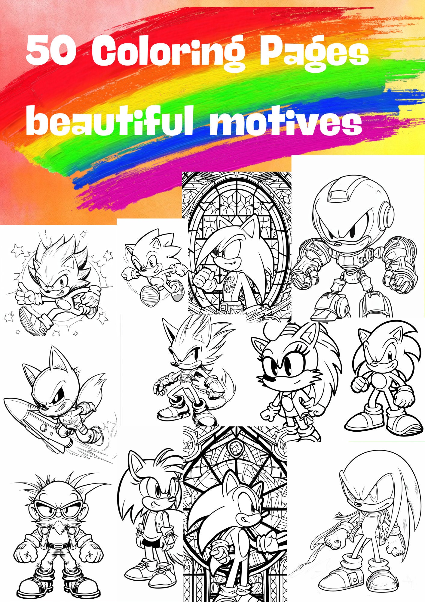 50 Coloring Pages Super Sonic Part 4 - Etsy