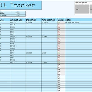 Monthly Bill Tracker Excel Template - Automated Payment Calendar ...