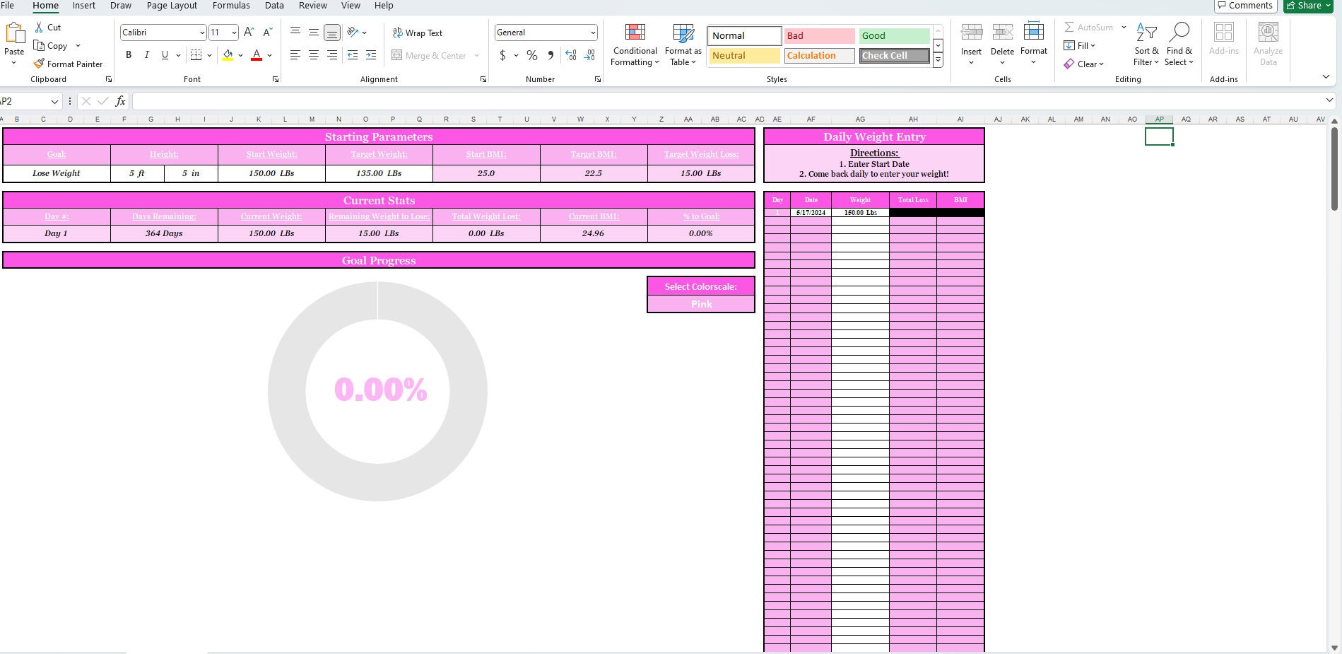 Personalized Excel Weight Tracker | Weight Loss Tracker | Weight Gain ...