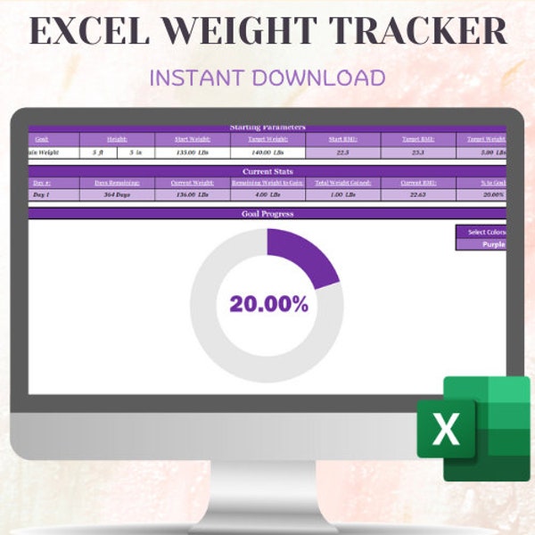 Excel Template Weight Tracker - Etsy