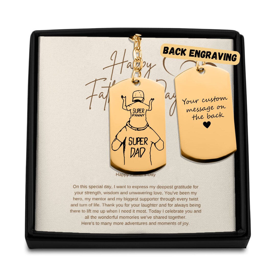 Father and Son Keychain. Engraved Personal Custom Message. Laser ...
