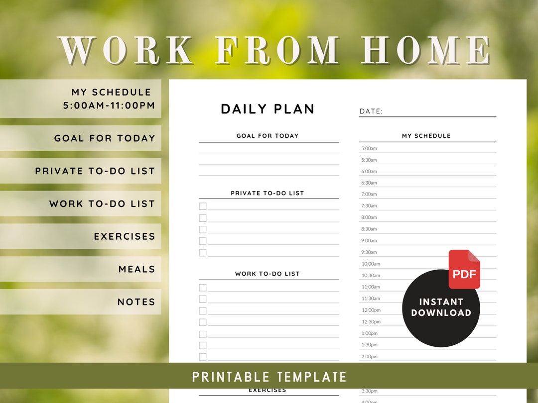 Printable Work From Home Planner A4 | Minimalist Plan to Start Your Day ...