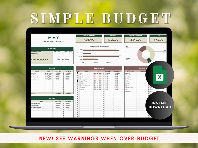 Simple Budget Planner | Easy & Beginner Budgeting | Planning Monthly ...