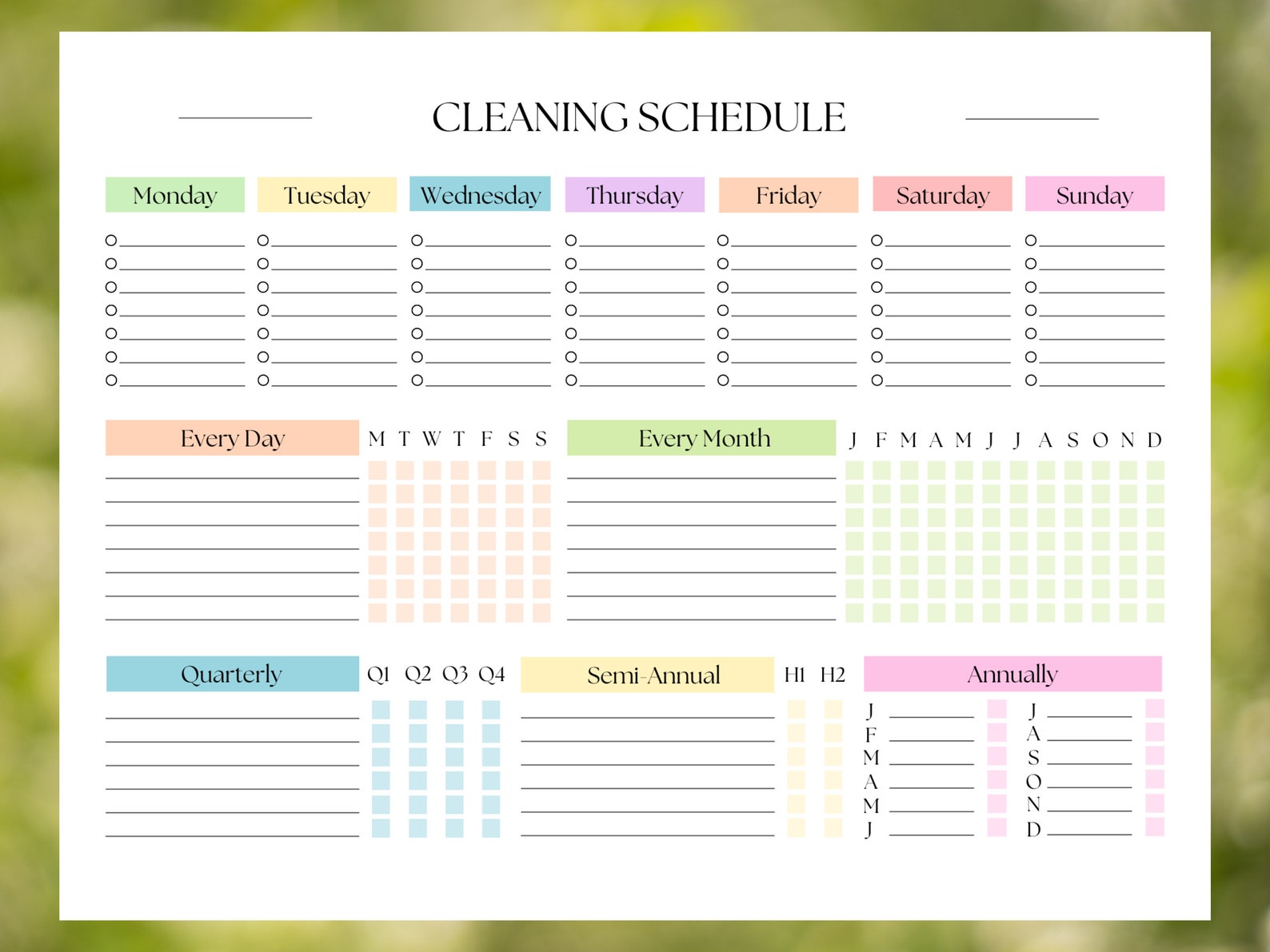 Editable Cleaning Schedule Template Printable Weekly, Monthly ...