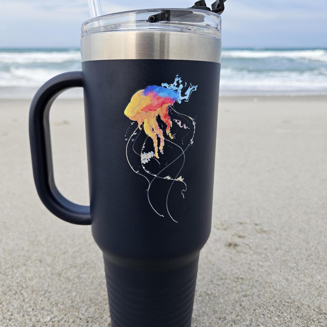 Giant Watercolor Jellyfish Insulated Travel Mug, 40oz Jelly Fish Water ...