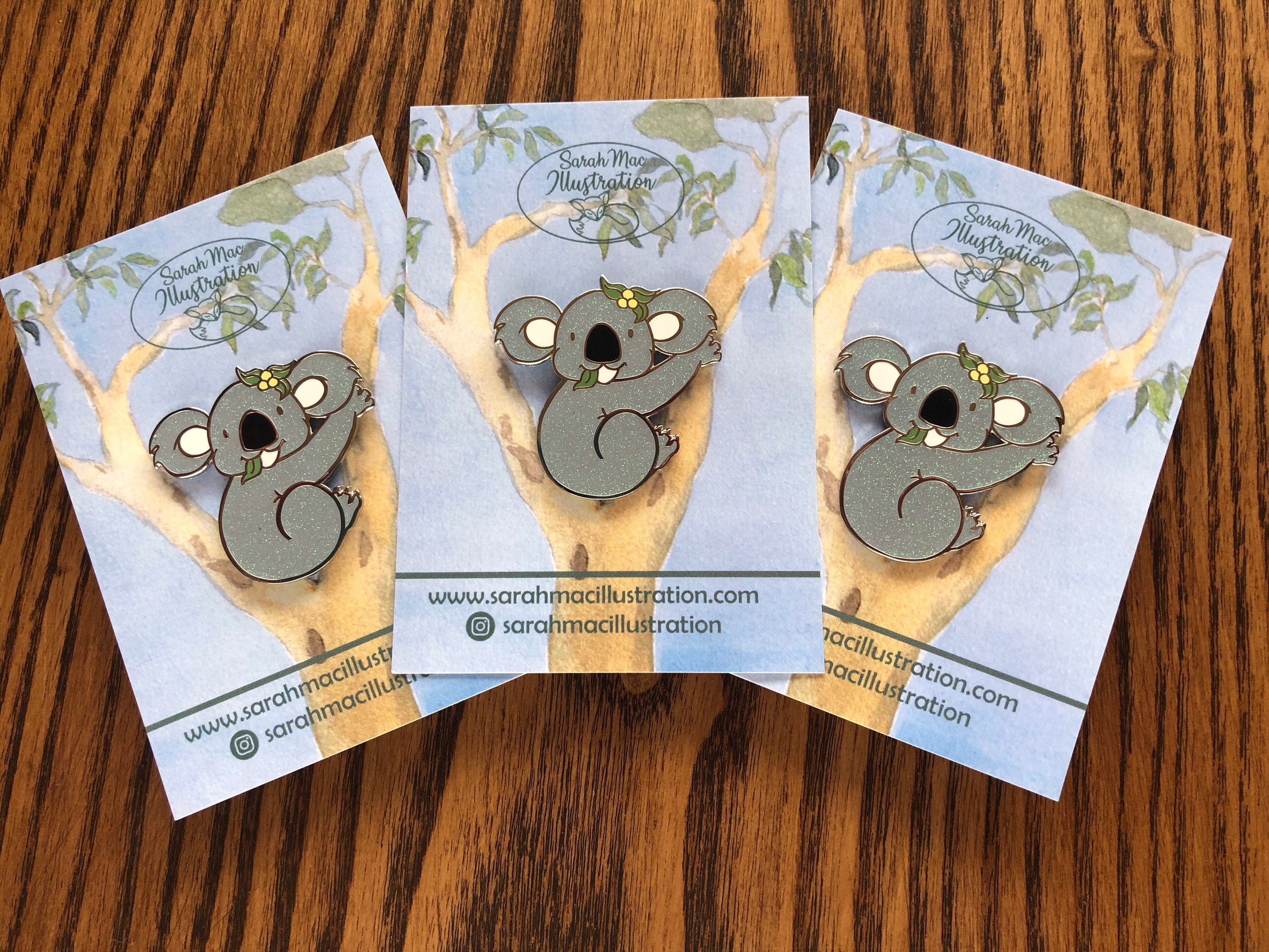 Kit Koala Glitter Lapel Pin Hard Enamel Badge for Australia Native ...