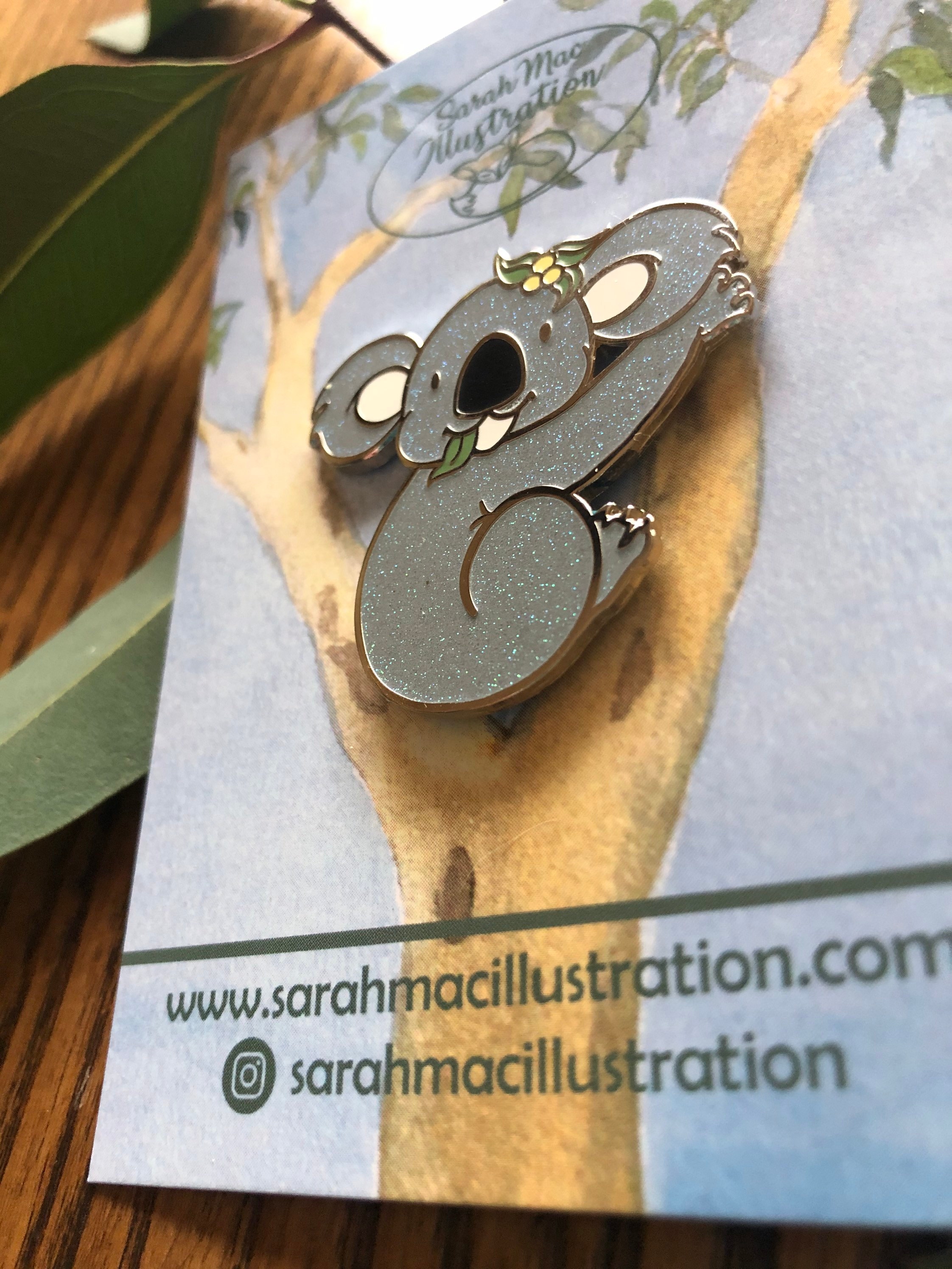 Kit Koala Glitter Lapel Pin Hard Enamel Badge for Australia Native ...