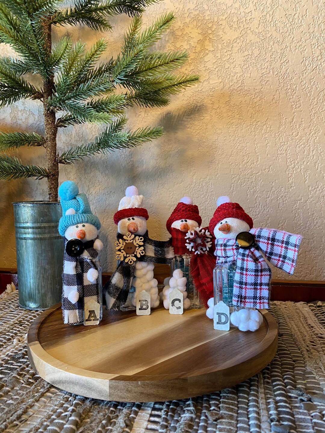 Reimagined Salt/pepper Shaker Snowman/woman W/handmade Clay Heads and ...