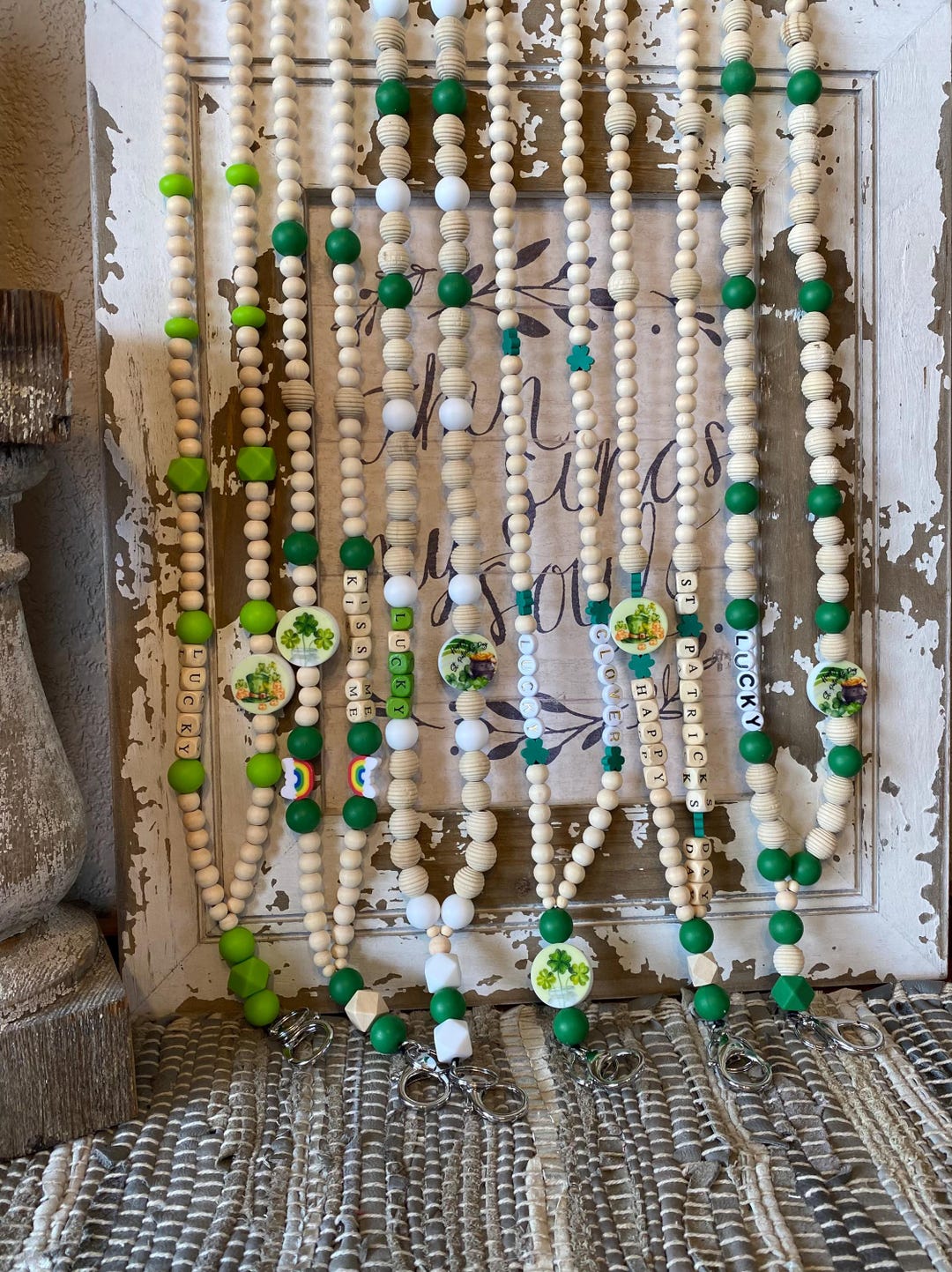 Hand Beaded St. Patrick's Day Lanyard/i.d./badge Holder*breakaway ...