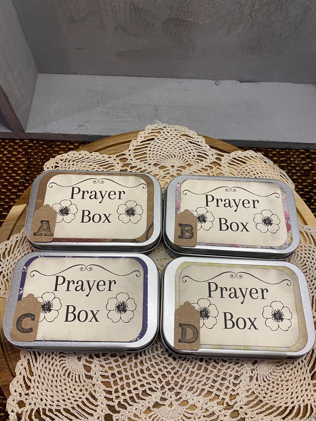 Prayer Box Tin W/stone Pocket Cross, Stone Heart, Pen & Plenty of ...
