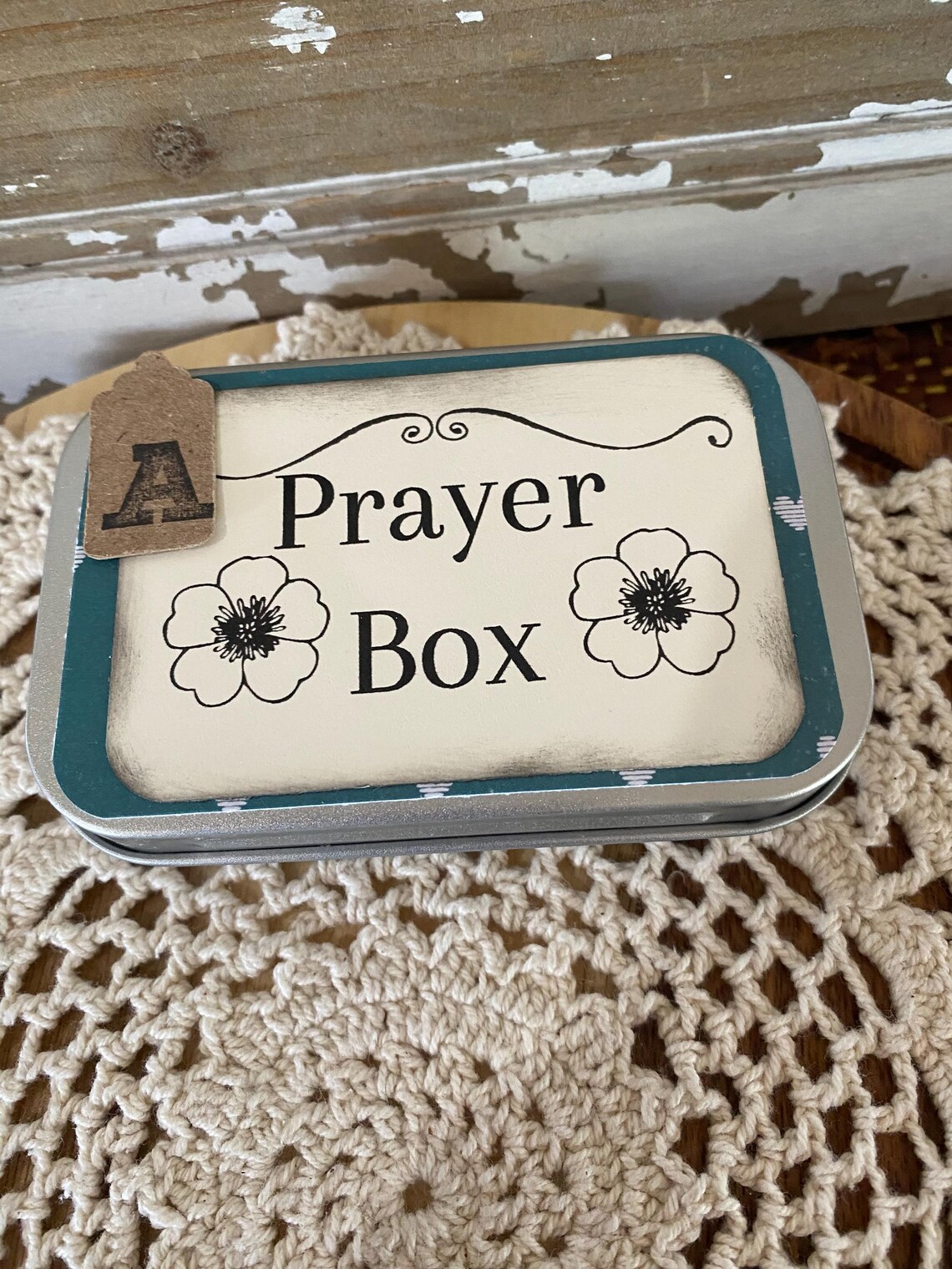 Prayer Box Tin W/handmade Clay Pocket Cross, Clay/painted Heart, Pen ...