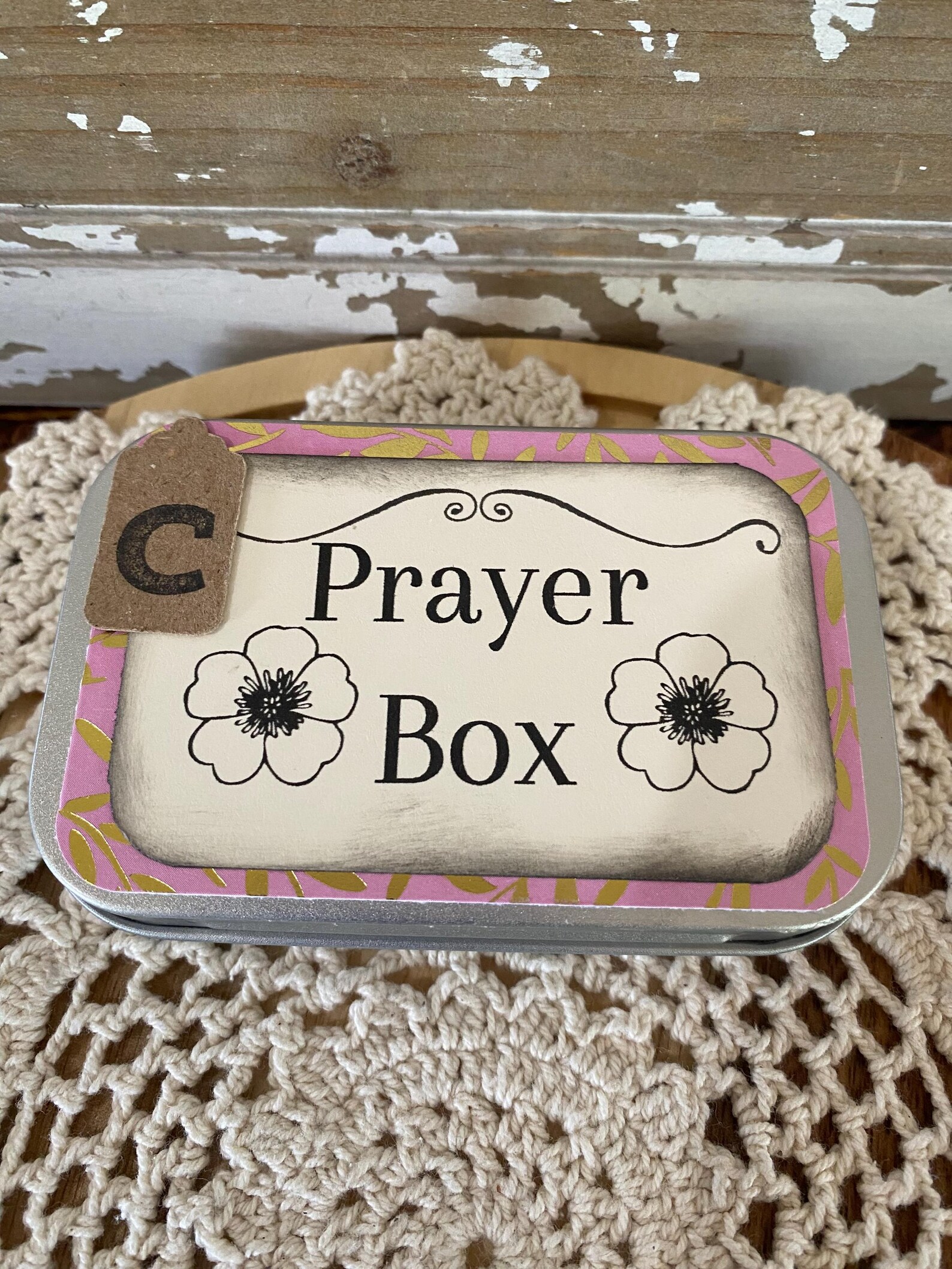 Prayer Box Tin W/handmade Clay Pocket Cross, Clay/painted Heart, Pen ...