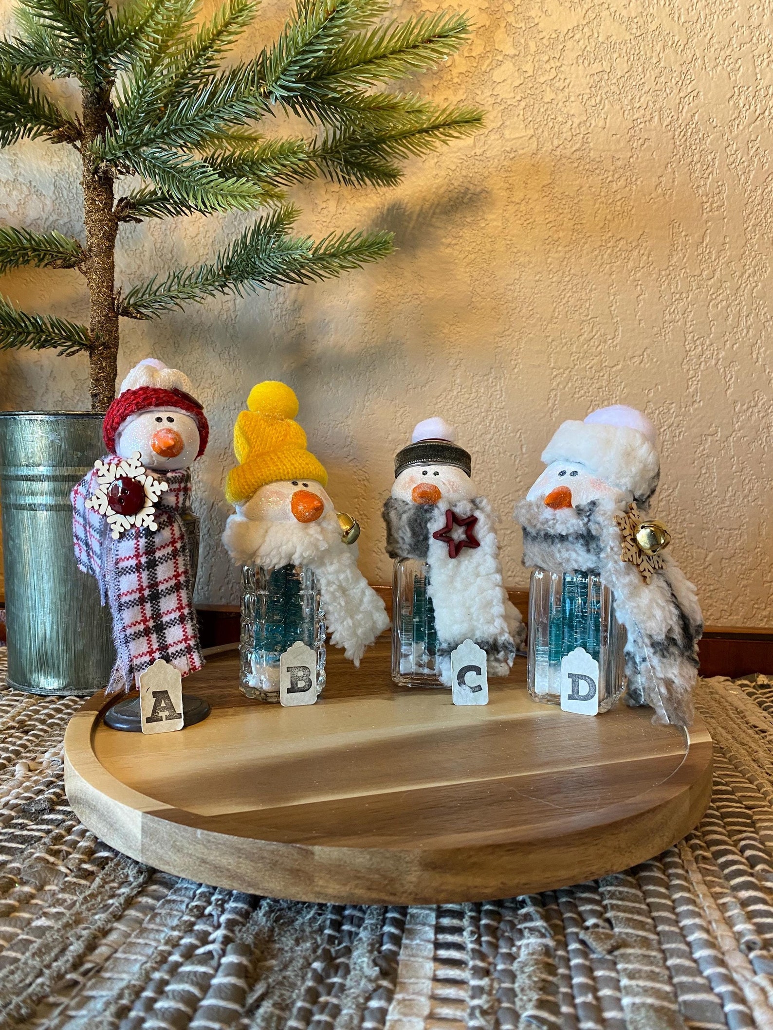 Reimagined Salt/pepper Shaker Snowman/woman W/handmade Clay Heads and ...