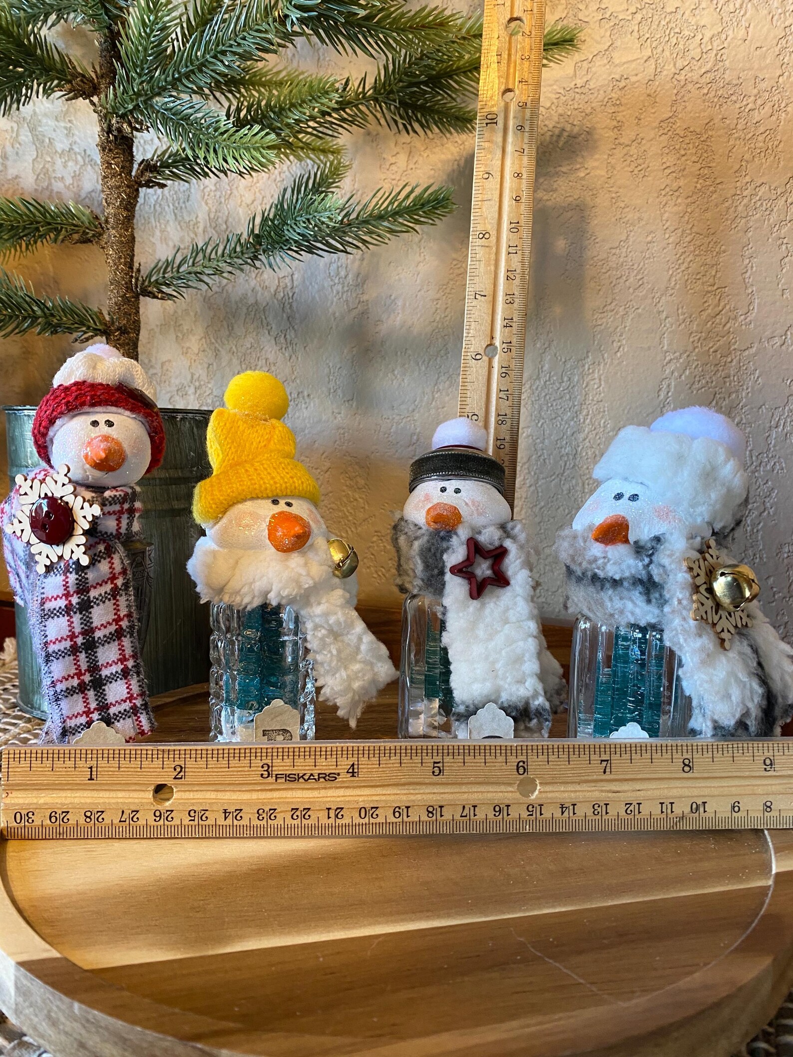 Reimagined Salt/pepper Shaker Snowman/woman W/handmade Clay Heads and ...