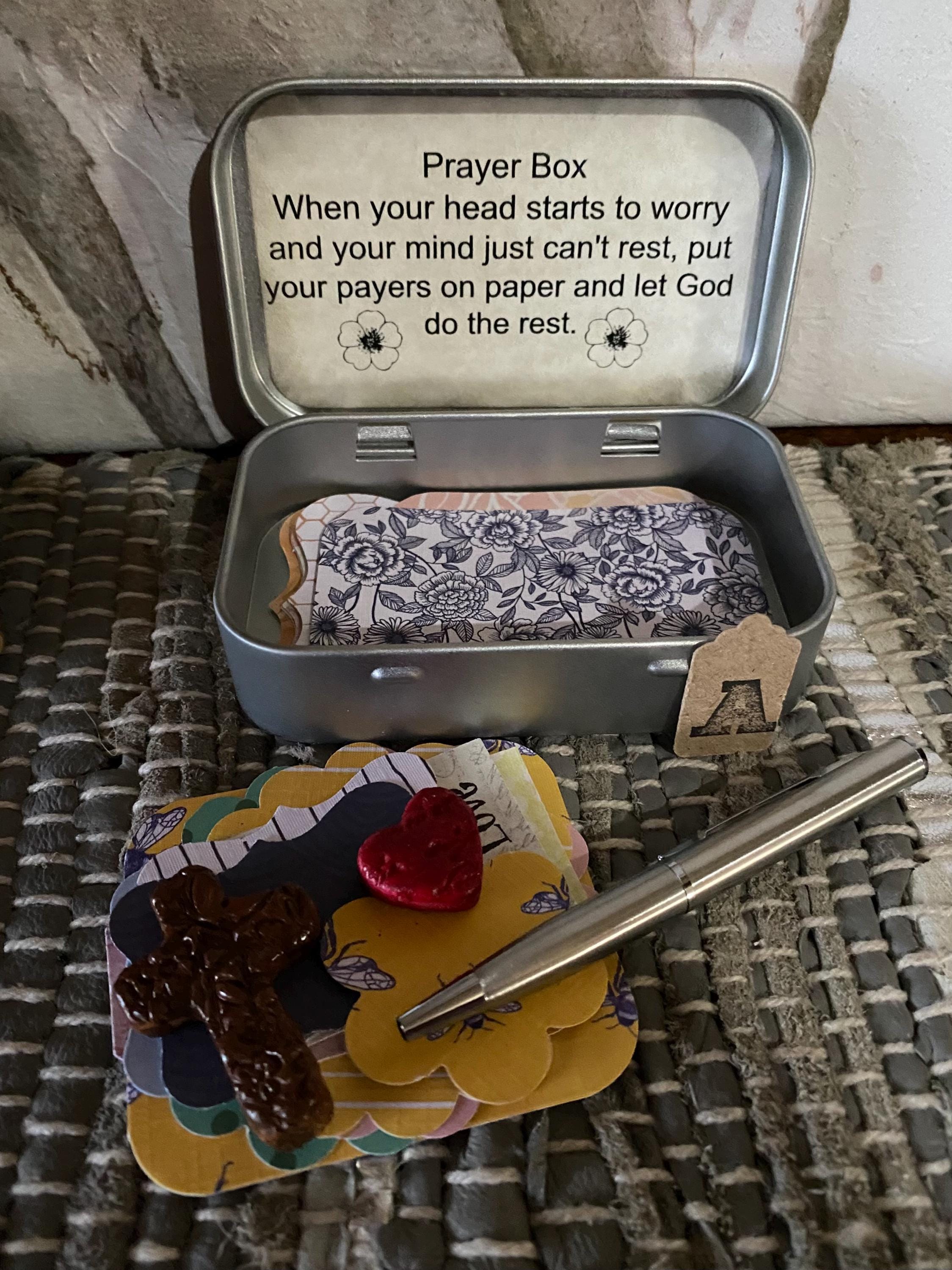 Prayer Box Tin W/handmade Clay Pocket Cross Heart & Plenty of Pretty ...