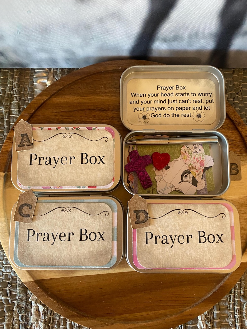 Prayer Box Tin W/handmade Clay Pocket Cross, Clay Heart, Pen & Plenty ...