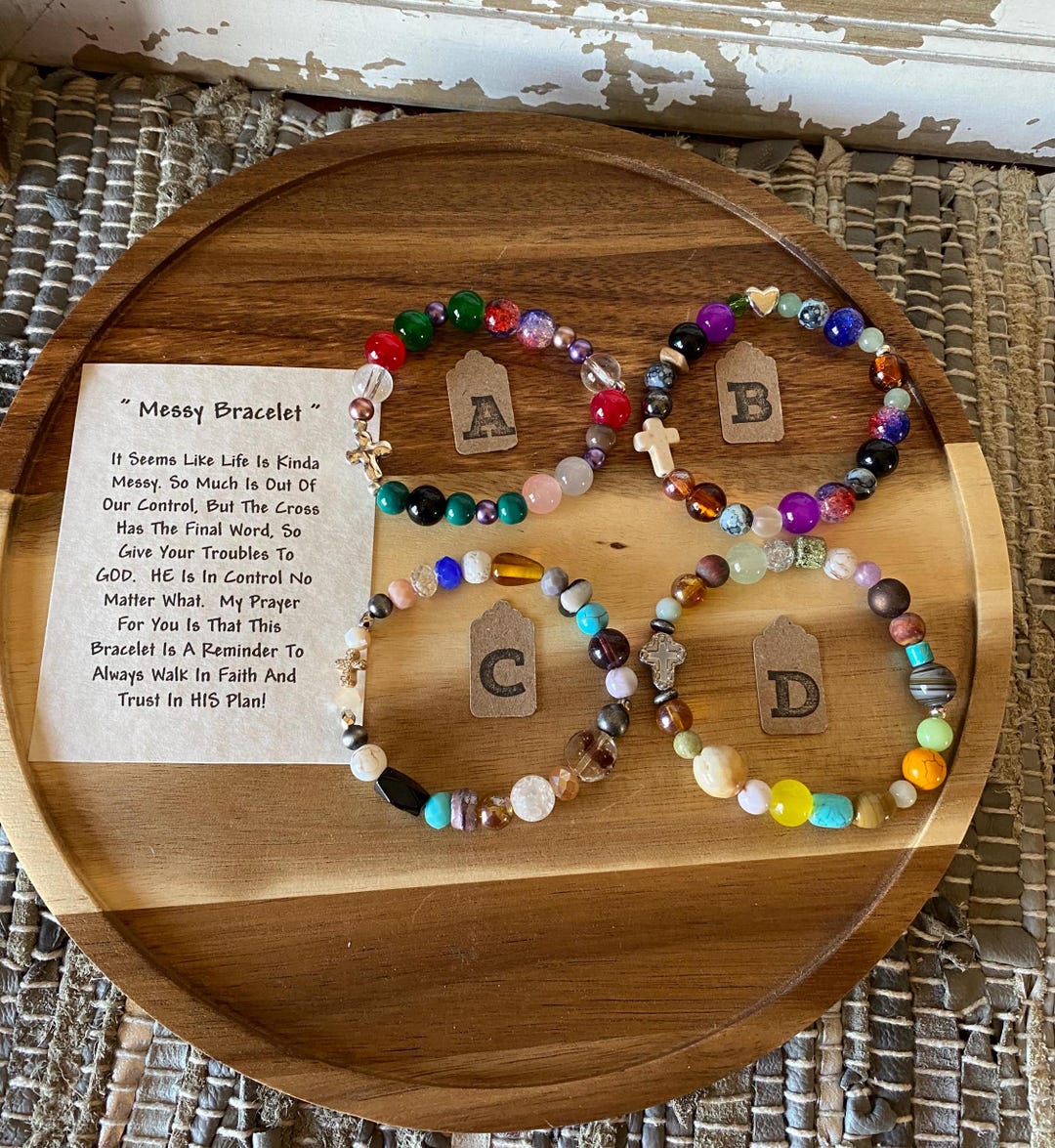 The Messy Bracelet*hand Beaded*life is Kinda Messy*the Cross Has the ...