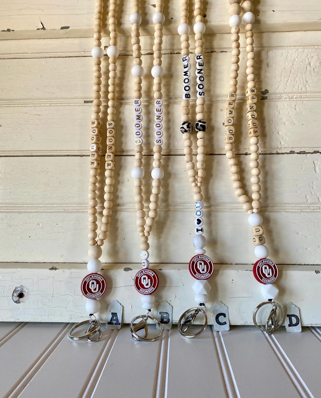 O U Oklahoma Sooners Lanyard/i.d./badge Holder*breakaway Lanyard*wood ...