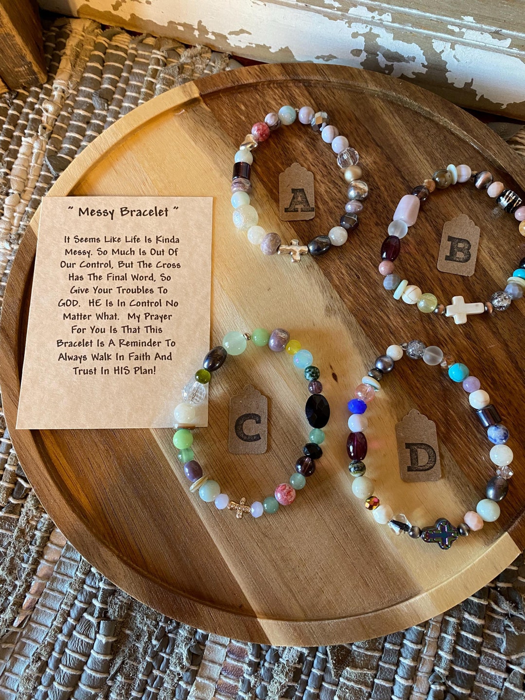 The Messy Bracelet*hand Beaded*life is Kinda Messy*the Cross Has the ...