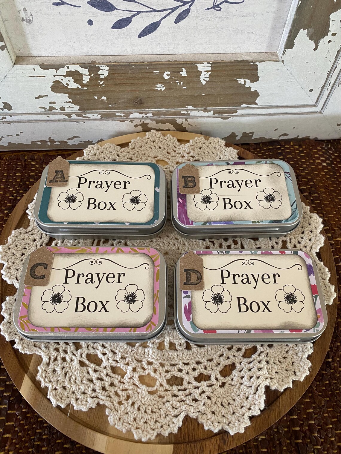 Prayer Box Tin W/handmade Clay Pocket Cross, Clay/painted Heart, Pen ...