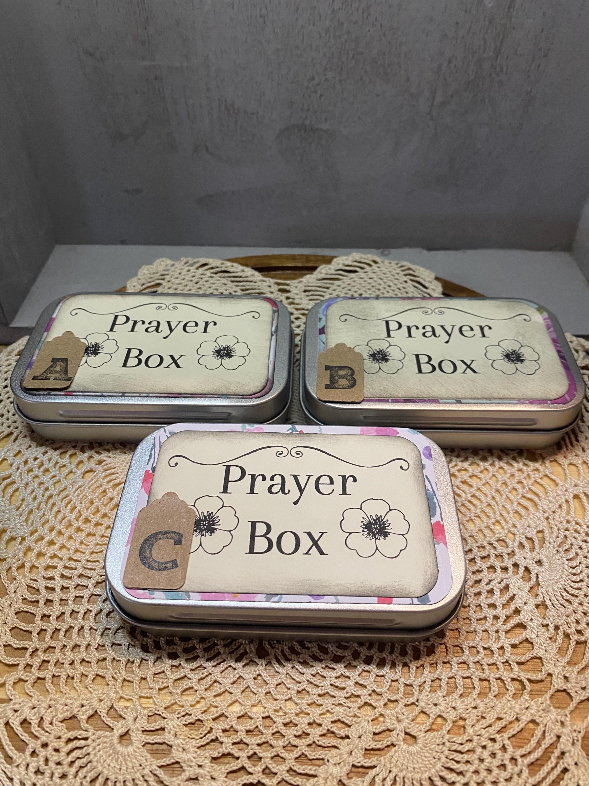 Prayer Box Tin W/handmade Clay Pocket Cross, Clay/heart, Pen & Plenty ...