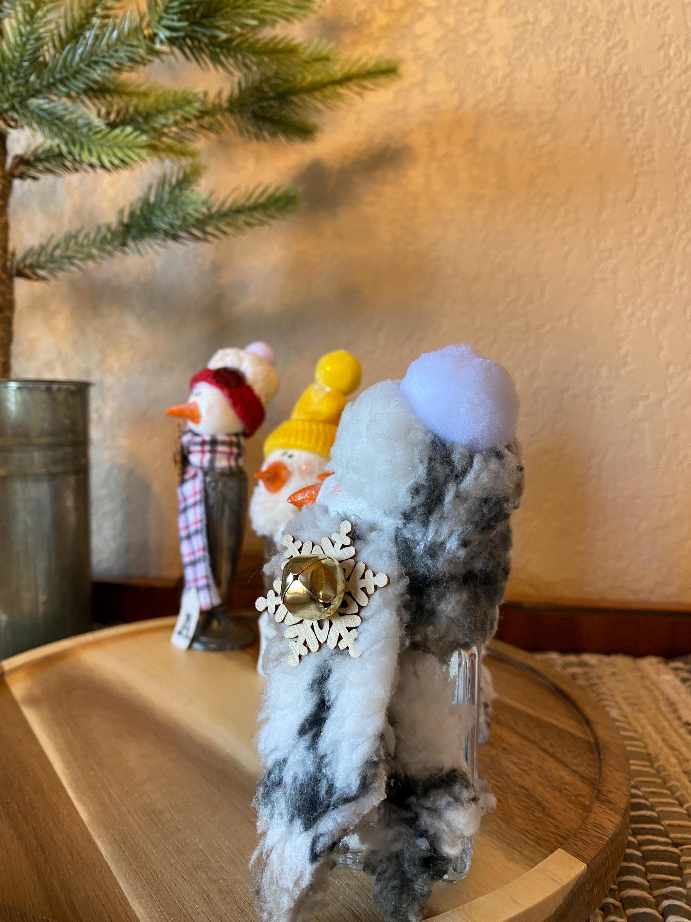 Reimagined Salt/pepper Shaker Snowman/woman W/handmade Clay Heads and ...