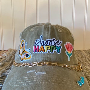 Women's Retro Style Multi Patch Trucker Caps With Double Trucker Chains ...